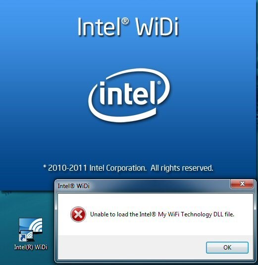 Unable To Load The Intel My Wifi Technology Dll File